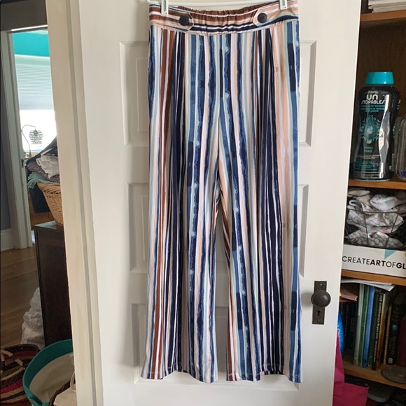 Robert Louis | Pants & Jumpsuits | Chic Striped Wideleg Trousers | Poshmark